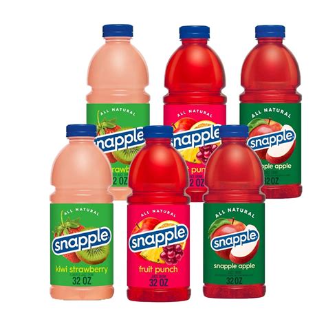Snapple Variety Pack All Natural Fruit Juice Drink 32 Fl Oz Plastic