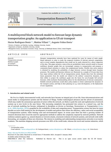 Pdf A Multilayered Block Network Model To Forecast Large Dynamic Transportation Graphs An