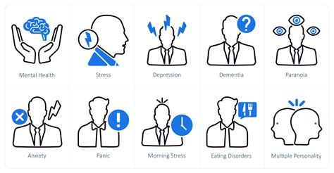 A Set Of 10 Mental Health Icons As Mental Health Stress Depression