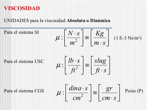 Viscosidad Cinematica Y Dinamica Formulas Kotioffer