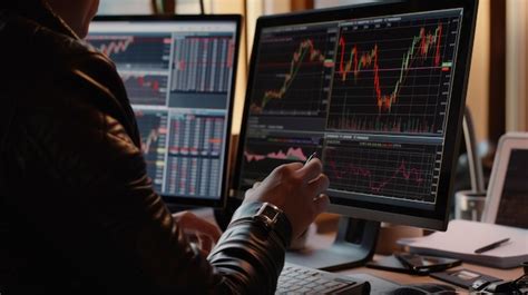Trader Analyzing Financial Markets With Multiple Computer Screens