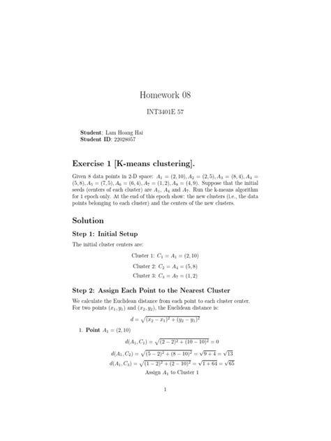 Machine Learning Week 8 Homework Pdf Applied Mathematics Algorithms