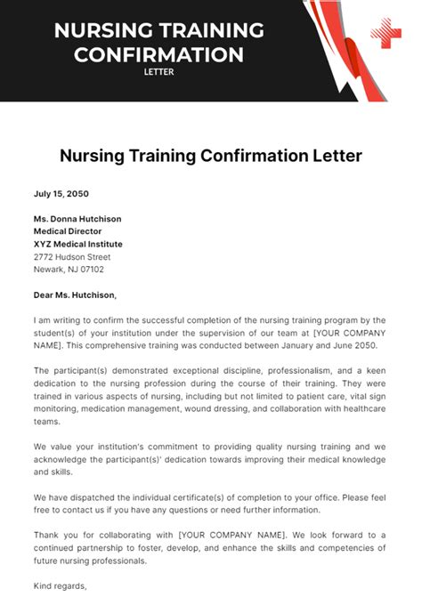 Free Nursing Training Confirmation Letter Template To Edit Online