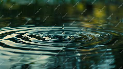 Water Drop Creates Circular Ripples In A Pond Premium Ai Generated Image
