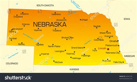 Vector Color Map Nebraska State Usa Stock Vector Royalty Free 26032195 Shutterstock