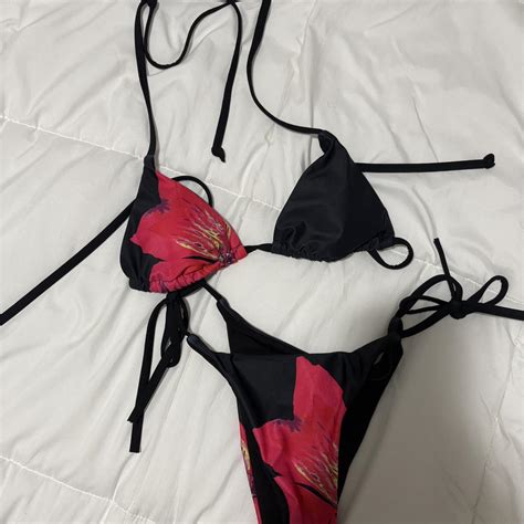 Black And Red Bikini Set Size Small Worn Once Also Depop