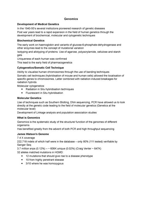 Genomics Lecture Notes 11 Genomics Development Of Medical Genetics