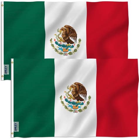 Anley Pack Of 2 Mexico Flags 3x5 Ft Polyester With Brass Grommets