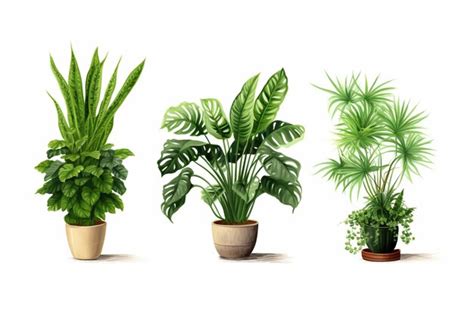 Premium Photo There Are Three Different Types Of Plants In Pots On A