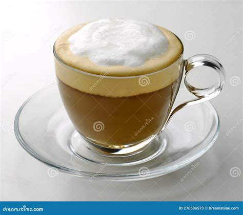 Cappuccino in Transparent Glass Cup Stock Image - Image of plate, table ...