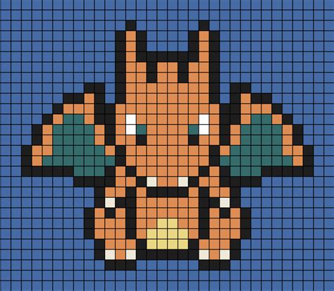 Charizard Pixel Art In 2025 Pixel Art Grid Pixel Art Pokemon Easy Pixel Art