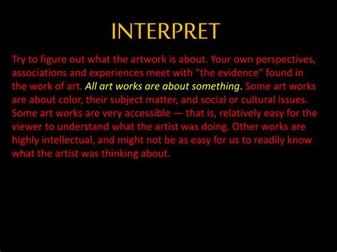 Ppt The Art Criticism Process Describe Analyze Interpret Evaluate