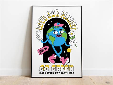 Eco Friendly Earth Art Print Love Our Planet Poster Semi Glossy Wall