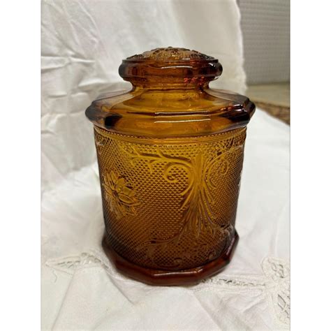 Indiana Amber Glass 7 Tall Canister Etsy