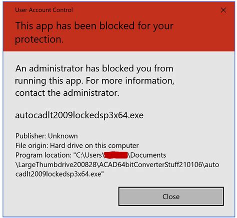 This App Has Been Blocked For Your Protection Longbow Software Blog