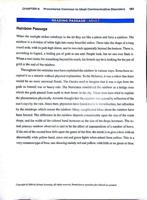 Rainbow Passage For Language Arts