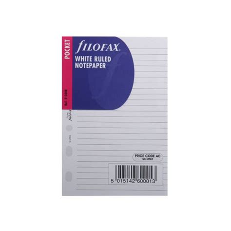 Filofax Refill Pocket 25 Sheets Ruled