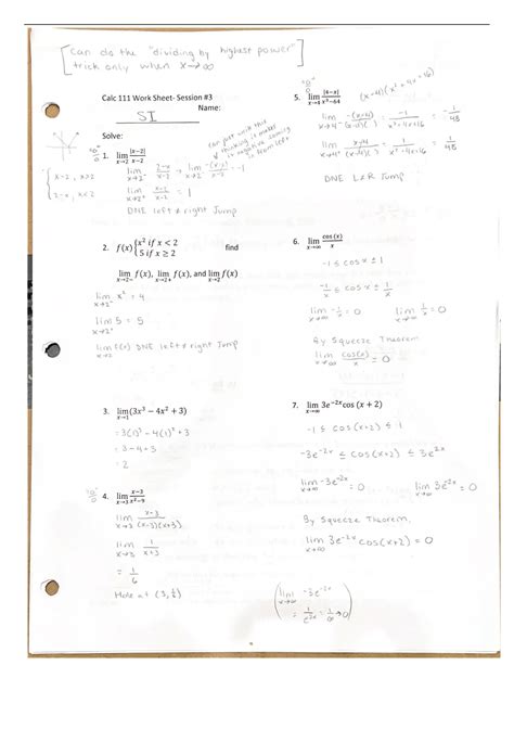 Calculus 1 Limit Worksheet Math 111 Calculus I Stuvia Us