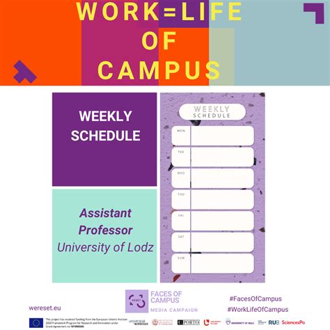 Weekly Schedule Of An Assistant Professor University Of Lodz Reset Project