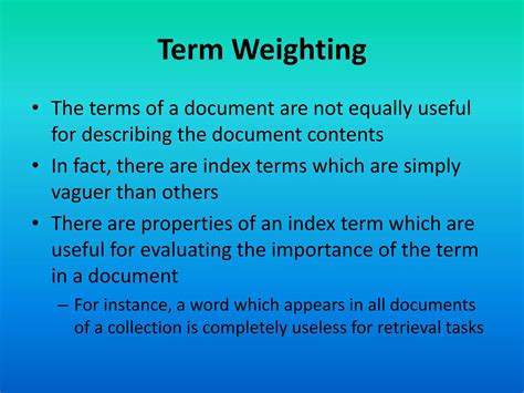 Information Retrieval 8 Term Weighting Pptx Technology And Computing