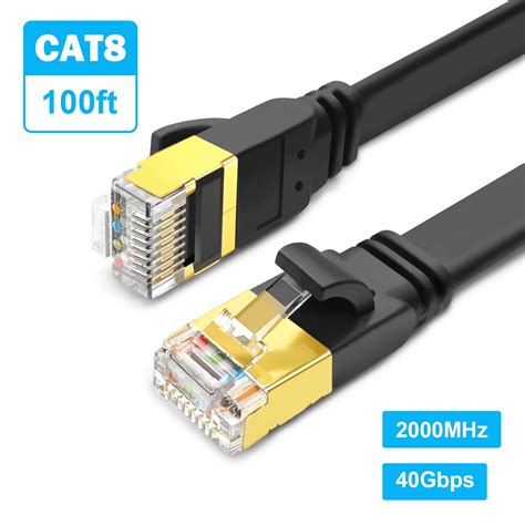 Yauhody Cat 8 Ethernet Cable 100ft High Speed 40gbps Flat Lan Cable