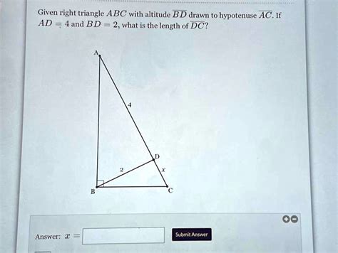 solved given right triangle abc with altitude bd drawn to hypotenuse