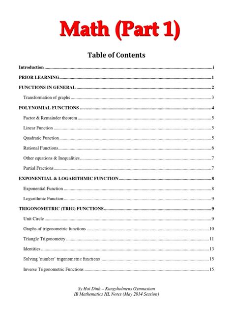 Math Hl Part 1 Pdf Trigonometric Functions Polynomial