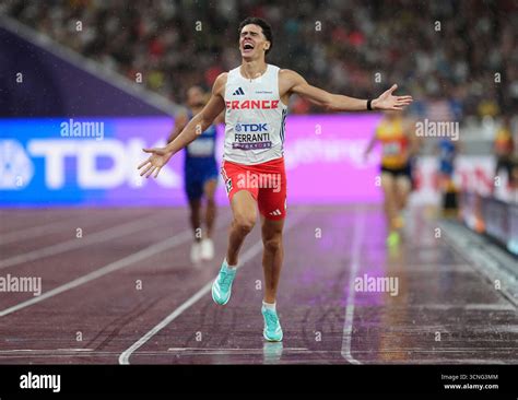 Antoine Ferranti Celebrates Winning The Mens Decathlon 1500 Metres On