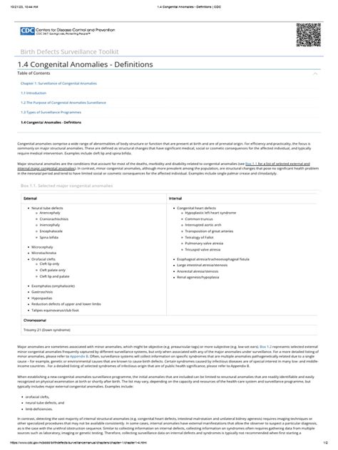 14 Congenital Anomalies Definitions Cdc Pdf Congenital Heart Defect Causes Of Death