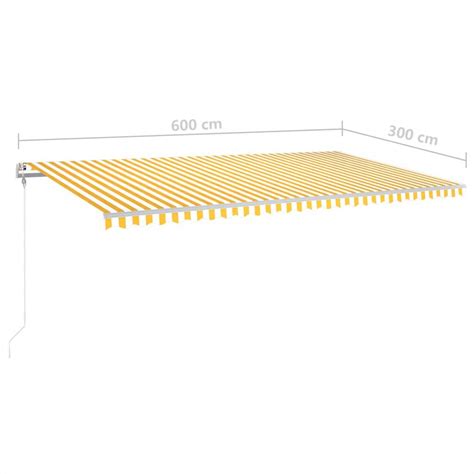 Manual Retractable Awning With Led 6x3 M Yellow And White