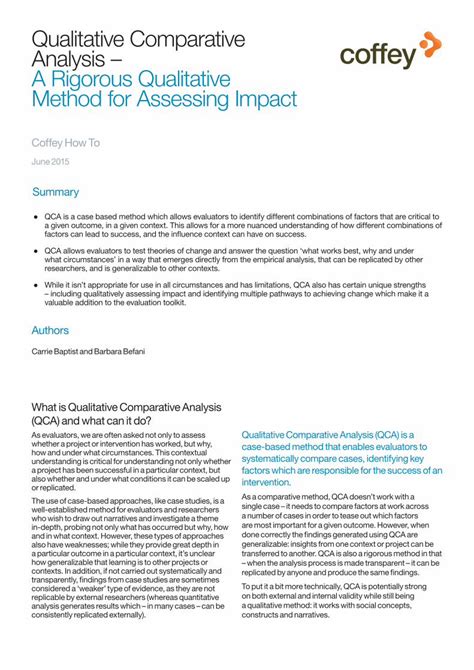 Pdf Qualitative Comparative Analysis A Rigorous Qualitative