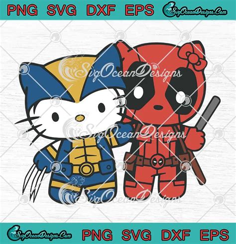 Kitty Deadpool And Wolverine Svg Cute Hello Kitty Halloween Svg Png