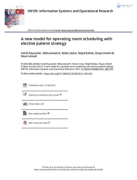 Pdf A New Model For Operating Room Scheduling With Elective Patient Strategy