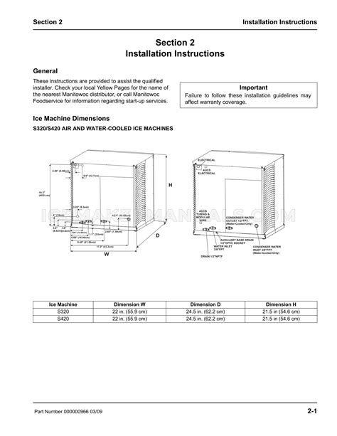 Manitowoc B400 B Style Ice Machine Installation Use And Care Manual
