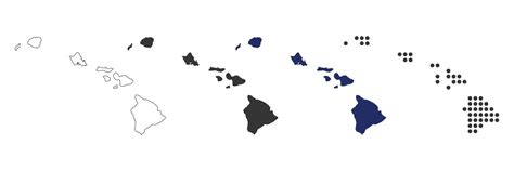 Hawaii Map In Outline Grey Blue And Dotted Style 68467444 Vector Art