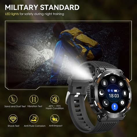 Ceas Smartwatch Tio® Militar Fitness Calorii Sport Led Lanterna 1