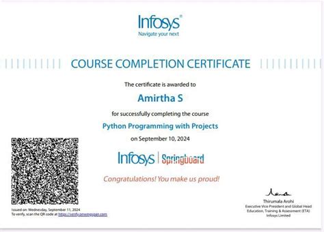 Amirtha Sonai On Linkedin Continuouslearning Infosys Certification