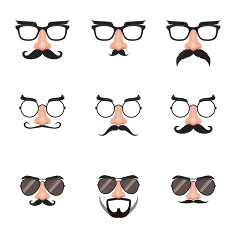 Premium Vector Fake Nose And Glasses Set With Mustache And Eyebrows