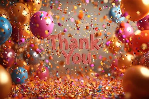 Colorful Thank You Message With Festive Balloons And Confetti Premium Ai Generated Image