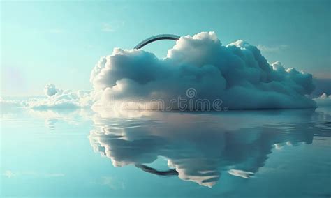 Soft Cluster Of Cotton Clouds Gently Flowing Around A Steel Ring Set