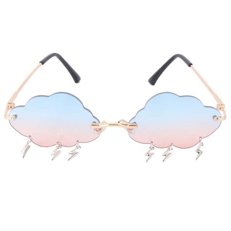 Qiysamall Cloud Glasses Vintage Rimless Cloud Sunglasses 90s Disco Sunglasses Wave Glasses