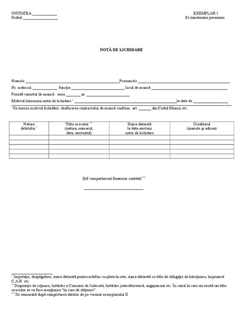 Nota De Lichidare Pdf