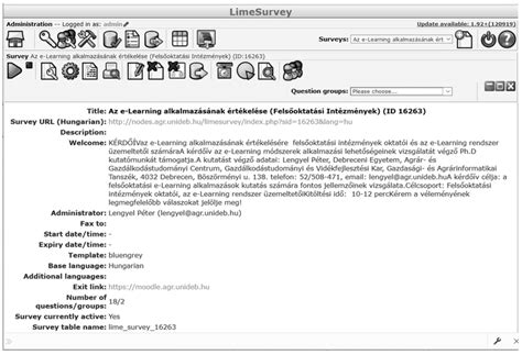 administration interface of limesurvey system source download