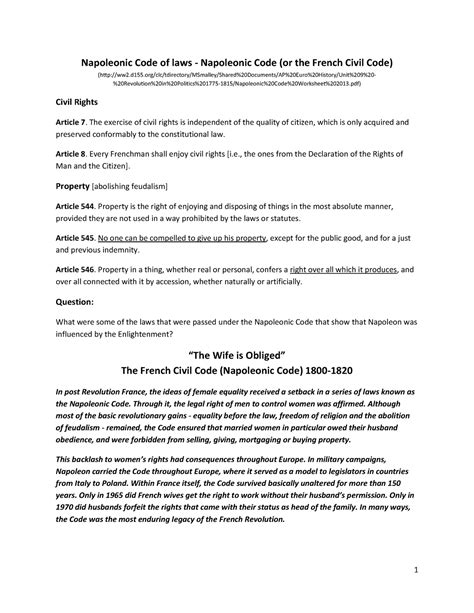 Napoleonic Code Of Laws Studocu