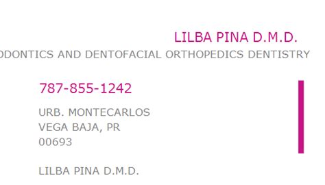 1427186550 Npi Number Lilba Pina Dmd Vega Baja Pr Npi