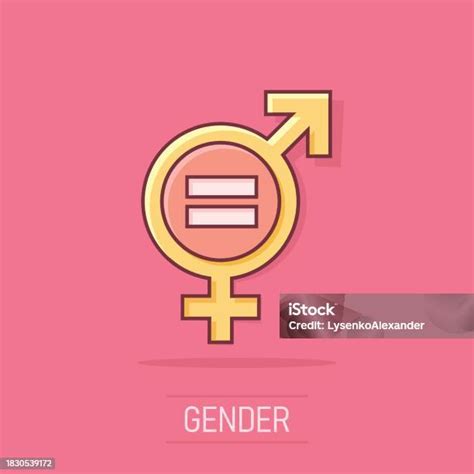 Vector Cartoon Gender Equal Icon In Comic Style Men And Women Sign