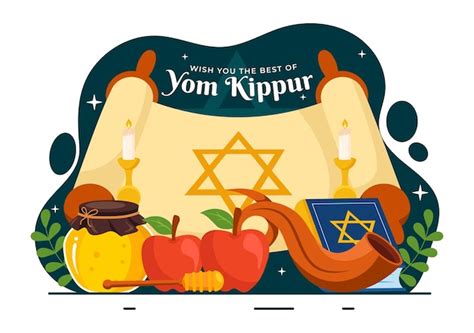 Celebración De Yom Kippur O Deseo Un Día Bendito Ilustración Vectorial
