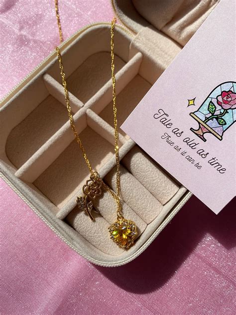 The Beauty Princess Belle Necklace Rose Belle Necklace Etsy