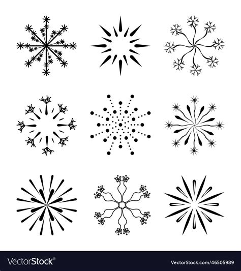 Firework Line Icon Set Isolated On White Vector Image