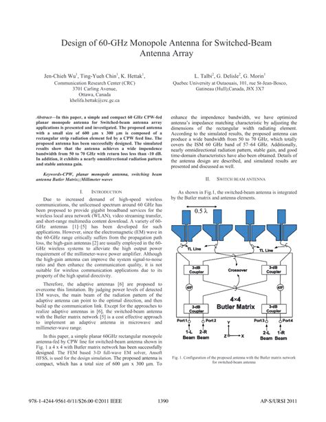 Pdf Design Of 60ghz Monopole Antenna For Switched Beam Antenna Array
